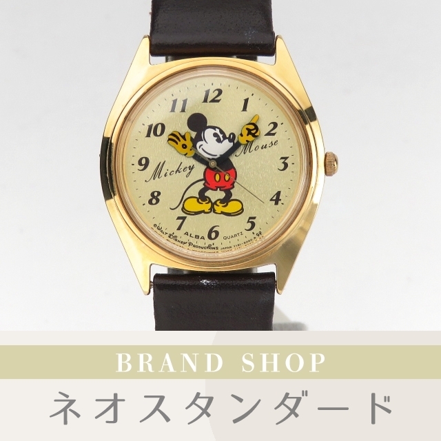 1円 セイコー アルバ ミッキーマウス Y131-6030 クオーツ SS 合皮 ゴールド文字盤 腕時計 SEIKO(アルバ)｜売買された ...
