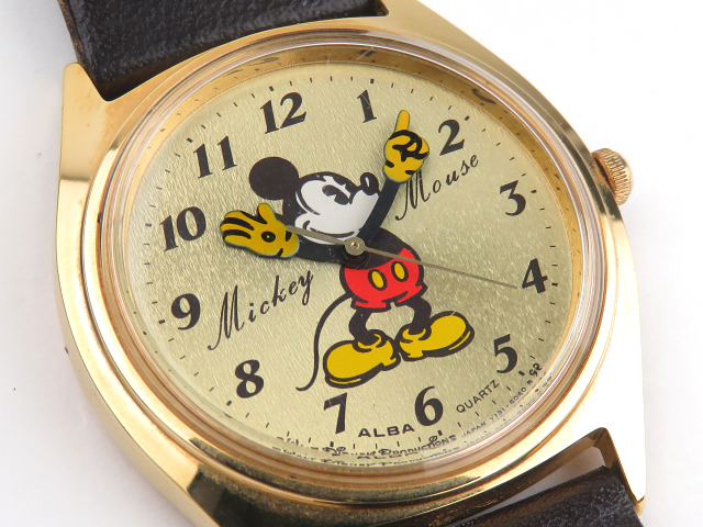 1円 セイコー アルバ ミッキーマウス Y131-6030 クオーツ SS 合皮 ゴールド文字盤 腕時計 SEIKO(アルバ)｜売買された ...