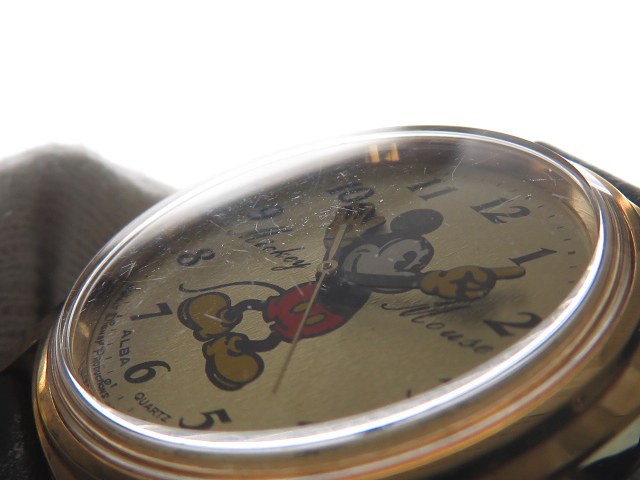 1円 セイコー アルバ ミッキーマウス Y131-6030 クオーツ SS 合皮 ゴールド文字盤 腕時計 SEIKO(アルバ)｜売買された ...