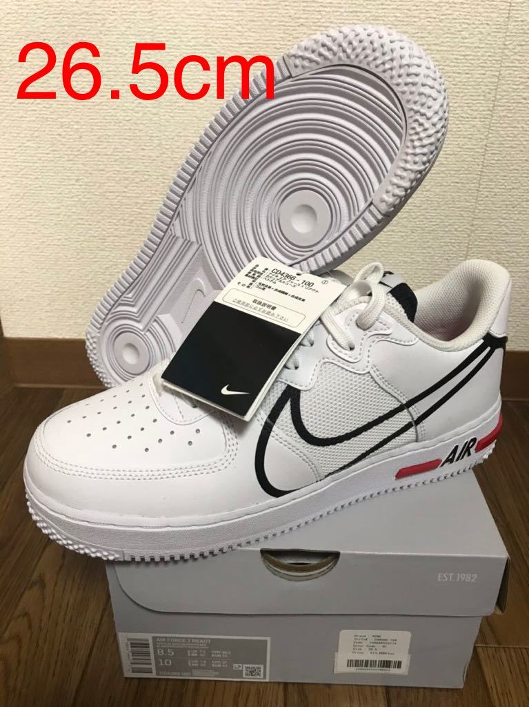 即発送 26.5cm NIKE AIR FORCE 1 REACT CD4366-100 エアフォース1 07 リアクト US8.5 ...