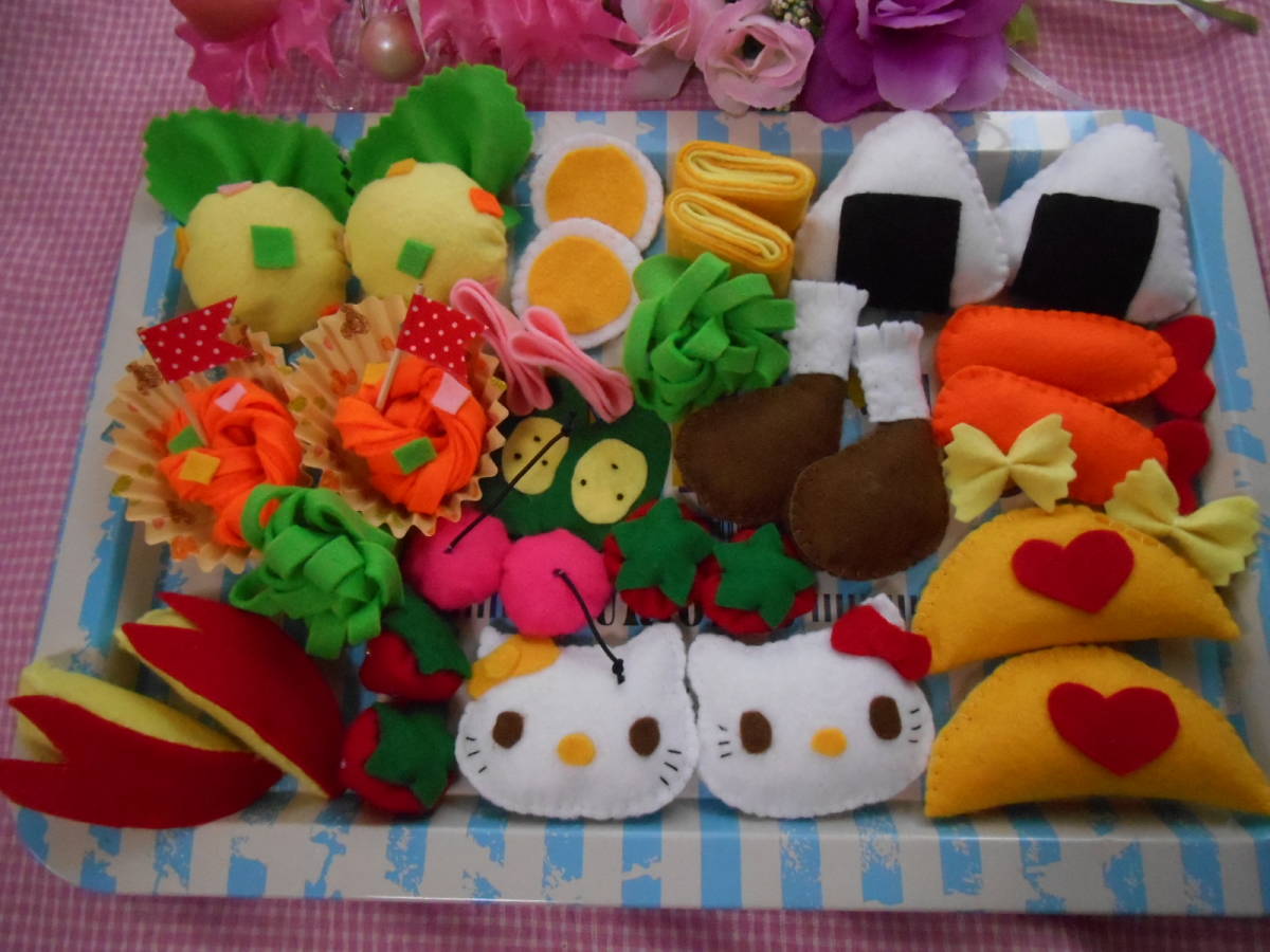 junjunフェルトままごとセット キティ＆ミミィちゃんランチセット 布おもちゃおままごとセット(食べ物)｜売買されたオークション情報、yahooの商品情報をアーカイブ公開 - オークファン ...