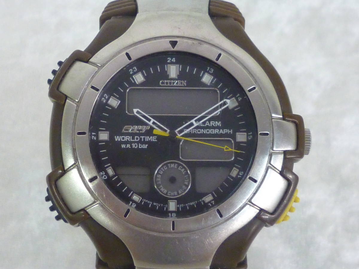 10075 CITIZEN シチズン OXY INTEGRA C420 S69446 HIF デジアナ クォーツ メンズ 腕時計(その他 ...