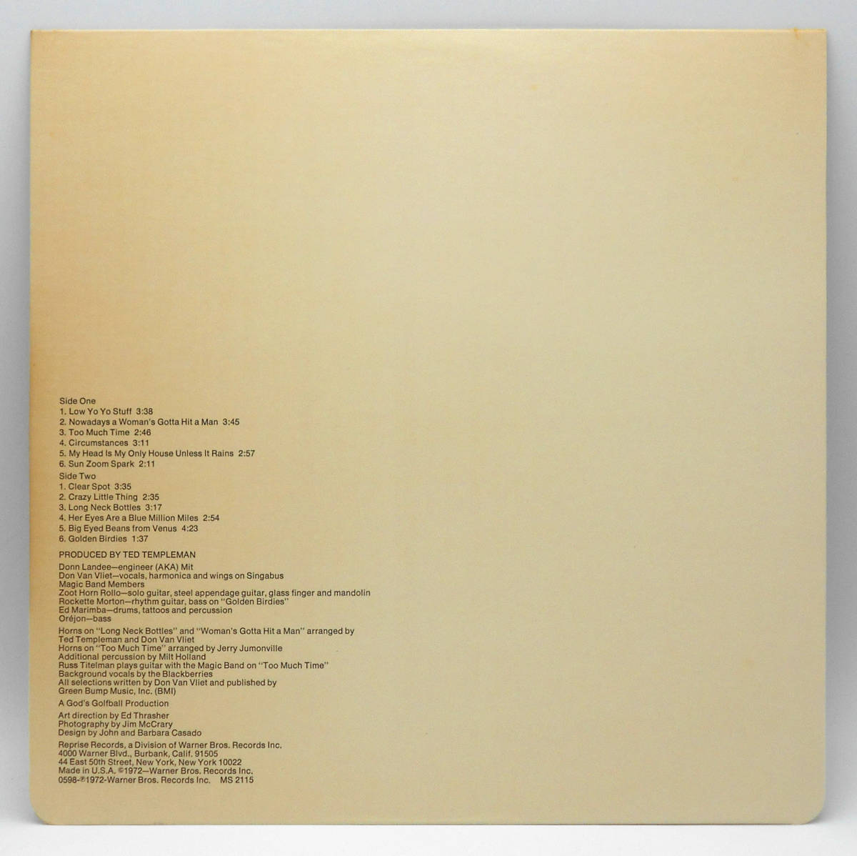 良盤 US ORIG 白プロモLP CAPTAIN BEEFHEART/Clear Spot 1972年 初回特殊カバー アヴァンギャルド MOTHERS OF INVENTION参加 ...