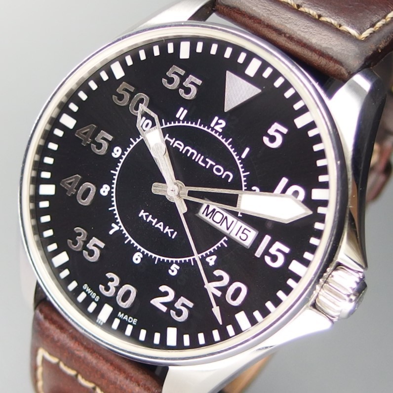 パイロットウォッチ デイデイト HAMILTON KHAKI Aviation Pilot カーキ アビエーション H64611535 QZ ...