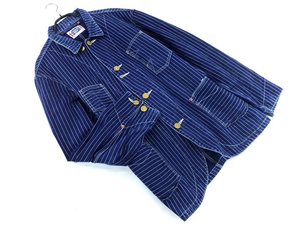フェローズ STORMY BLUE ストーミーブルー デニム ストライプ カバーオール ワーク ジャケット size42/青 bdb5(その他)｜売買されたオークション情報、yahooの商品 ...