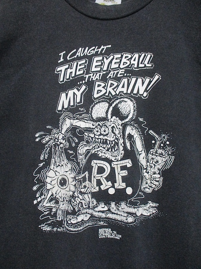 90s Vintage MADE IN USA ED ROTH RATFINK THE EYEBALL エドロス ラットフィンク Tシャツ 黒 ...