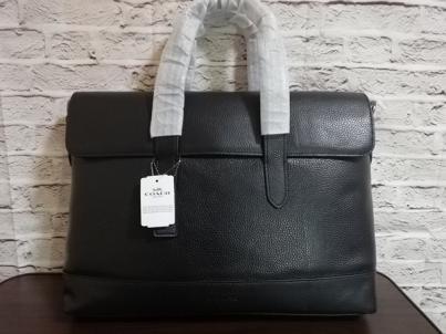 1円スタート COACHコーチトートバッグF75757レザービジネスバッグハンドバッグブリーフケース黒皮ブラックB4大容量メンズ男紳士鞄 ...