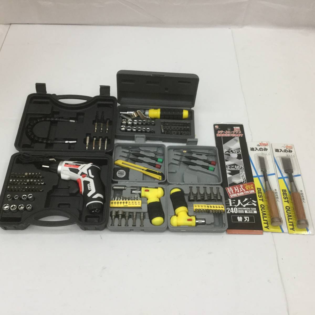 工具まとめ 7点セット/電動ドライバーセット/fixit tools 3-ft 工具セット/のこぎり 替刃 両刃鋸/追入のみ 15mm ...
