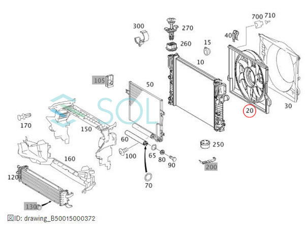 ベンツ W211 ラジエーター ブロアファン 電動ファン E240 E250 E280 E300 E320 E350 E500 E550 E55 2115001693 2115000693 ...