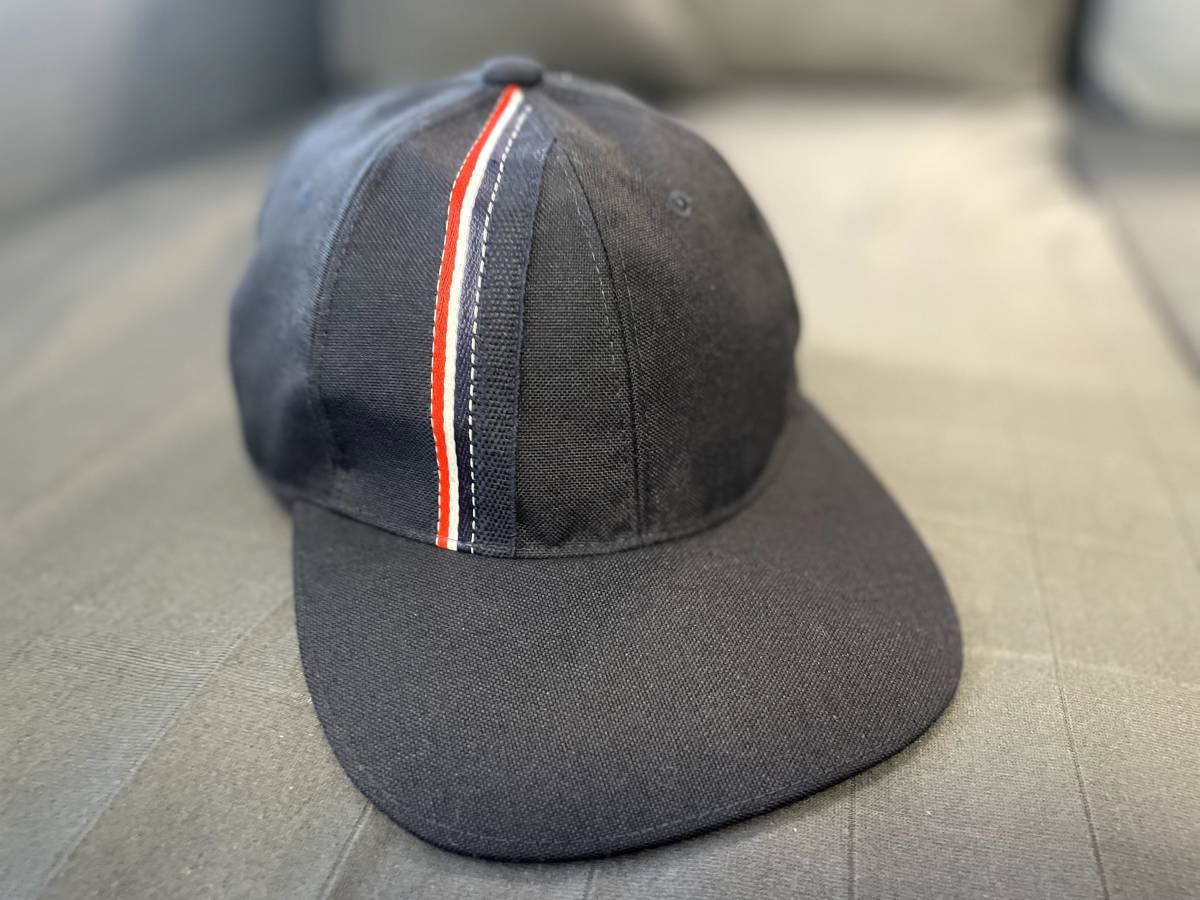 THOM BROWNE NAVY BASEBALL CAP W OVERLAPPED RWB SELVEDGE PLACEMENT IN ...