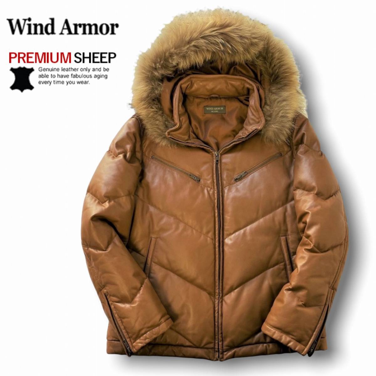 良品 極暖 WIND ARMOR ニチワ リアルファー フード 最高級羊革 極上ラムレザー 2WAY ダウンジャケット M キャメル コート ウインドアーマー(Mサイズ)｜売買された ...