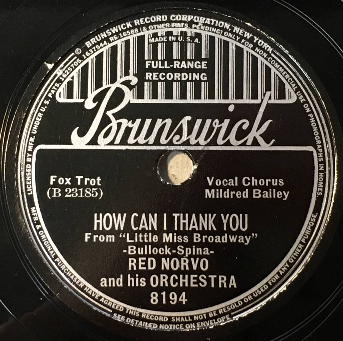 試聴；RED NORVO w MILDRED BAILEY HANK D'AMICO BRUNSWICK Wigwammin’/ How ...