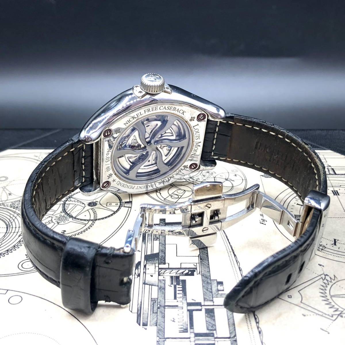 1円 1スタ LOUIS MOINET ルイ モネ SPIROSCOPE スピロスコープ 60本限定 自動巻 メンズ 腕時計 箱 純正ベルト付 ...