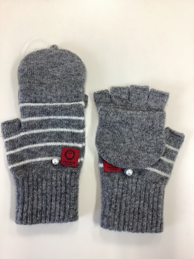 PICONE グレーの手袋 指先カバー付き 白ボーダー(女性用)｜売買されたオークション情報、yahooの商品情報をアーカイブ公開 - オークファン（aucfan.com）
