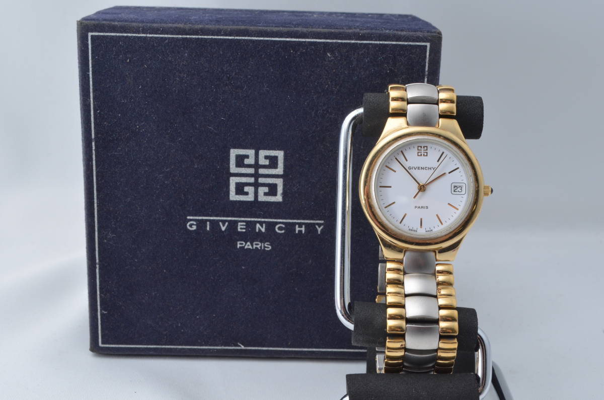 T 稼働品 GIVENCHY ジバンシー KASHMIR REG.MODEL 白文字盤 コンビカラー デイト クォーツ レディース 腕時計 箱付(ジバンシイ)｜売買されたオークション情報 ...