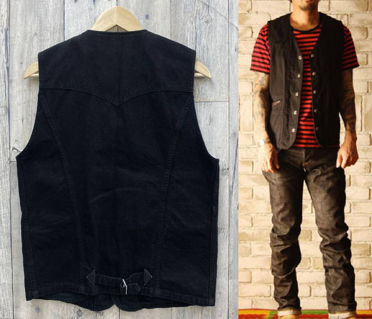 RUDE GALLERY BLACK REBEL ルードギャラリー EDEN DENIM VEST レザー 切替 ブラック デニム エデン ...