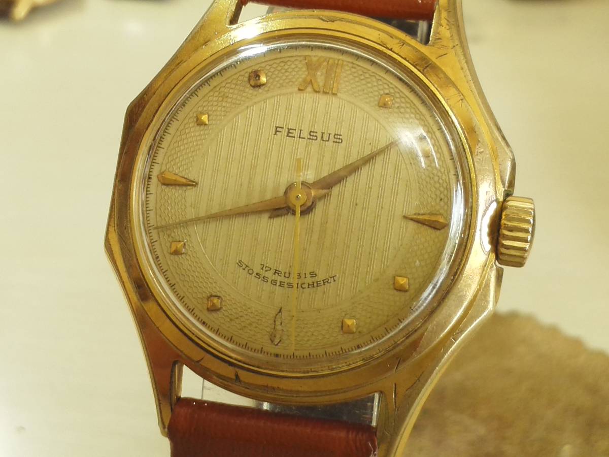 ビンテージ感溢れるデザイン&文字盤は嫌い か スイスのFELSUS手巻き 元気(アナログ（手巻き）)｜売買されたオークション情報、yahooの商品情報をアーカイブ公開 - オークファン ...