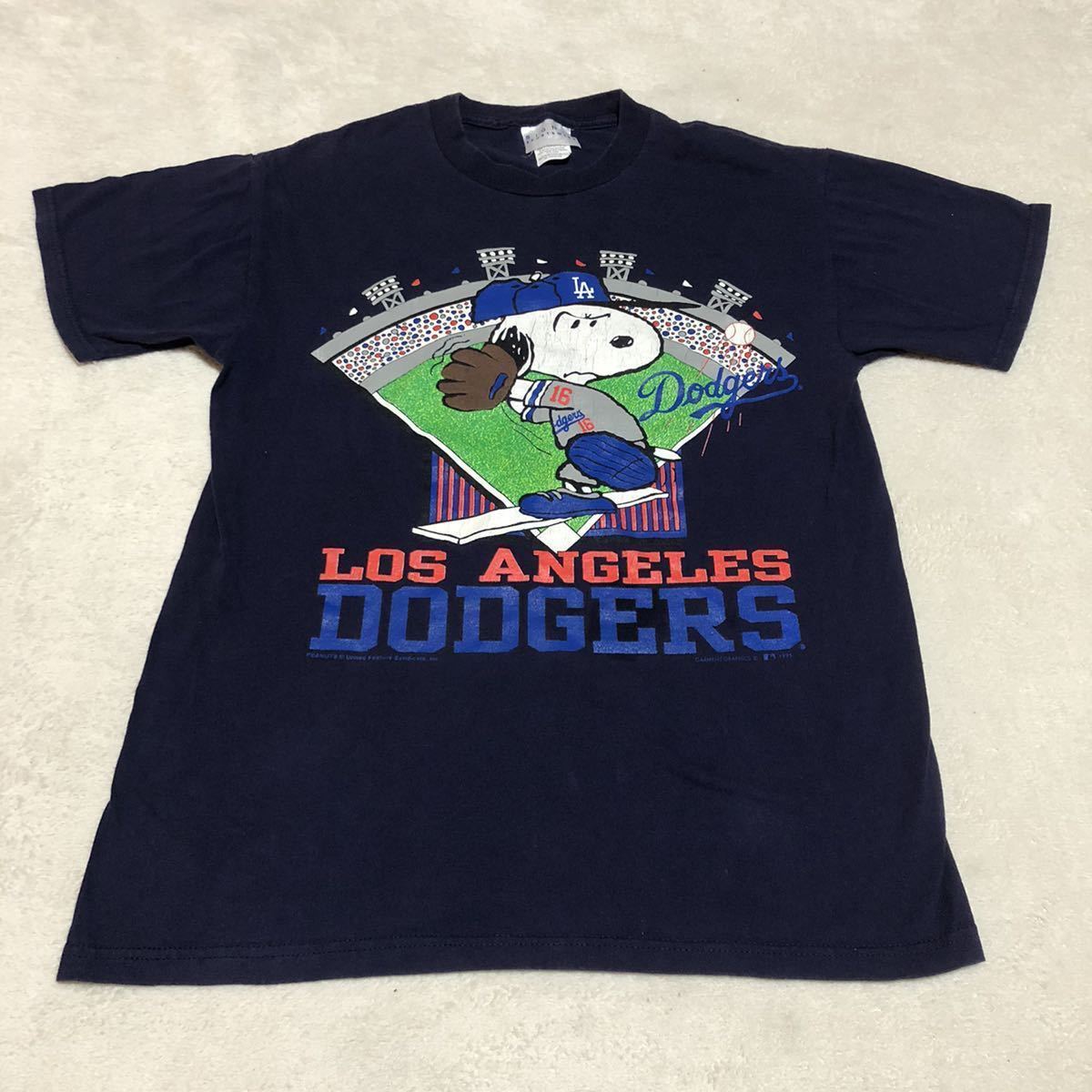90s ビンテージ スヌーピー Tシャツ SNOOPY LOSANGELS DODGERS NOMO 16 MLB ロサンゼルス ドジャース LA vintage PEANUTS(イラスト ...
