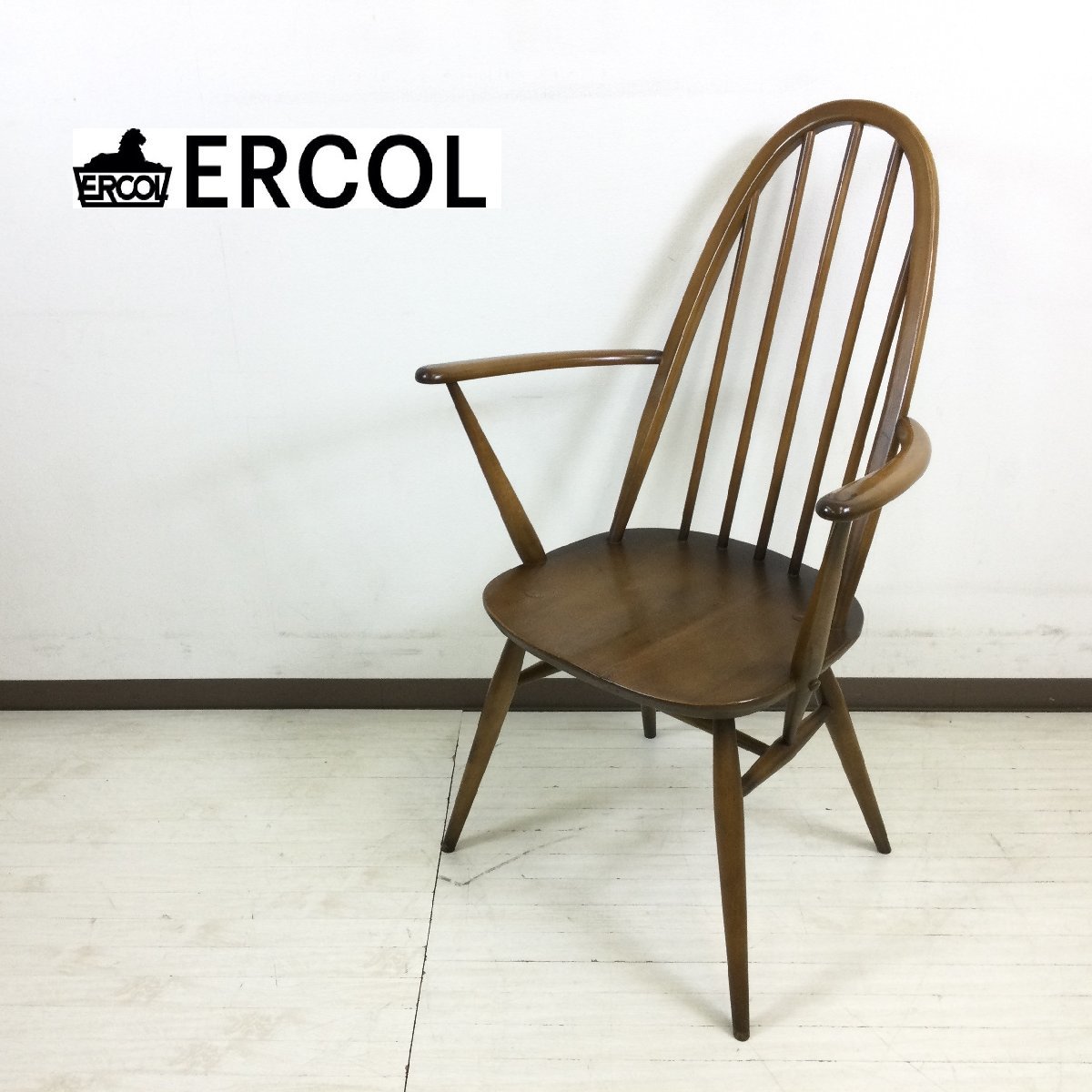 ERCOL アーコール クエーカーアームチェア ダイニングチェア ブラウン/茶(ダイニングチェア)｜売買されたオークション情報、yahooの商品情報をアーカイブ公開 - オークファン ...