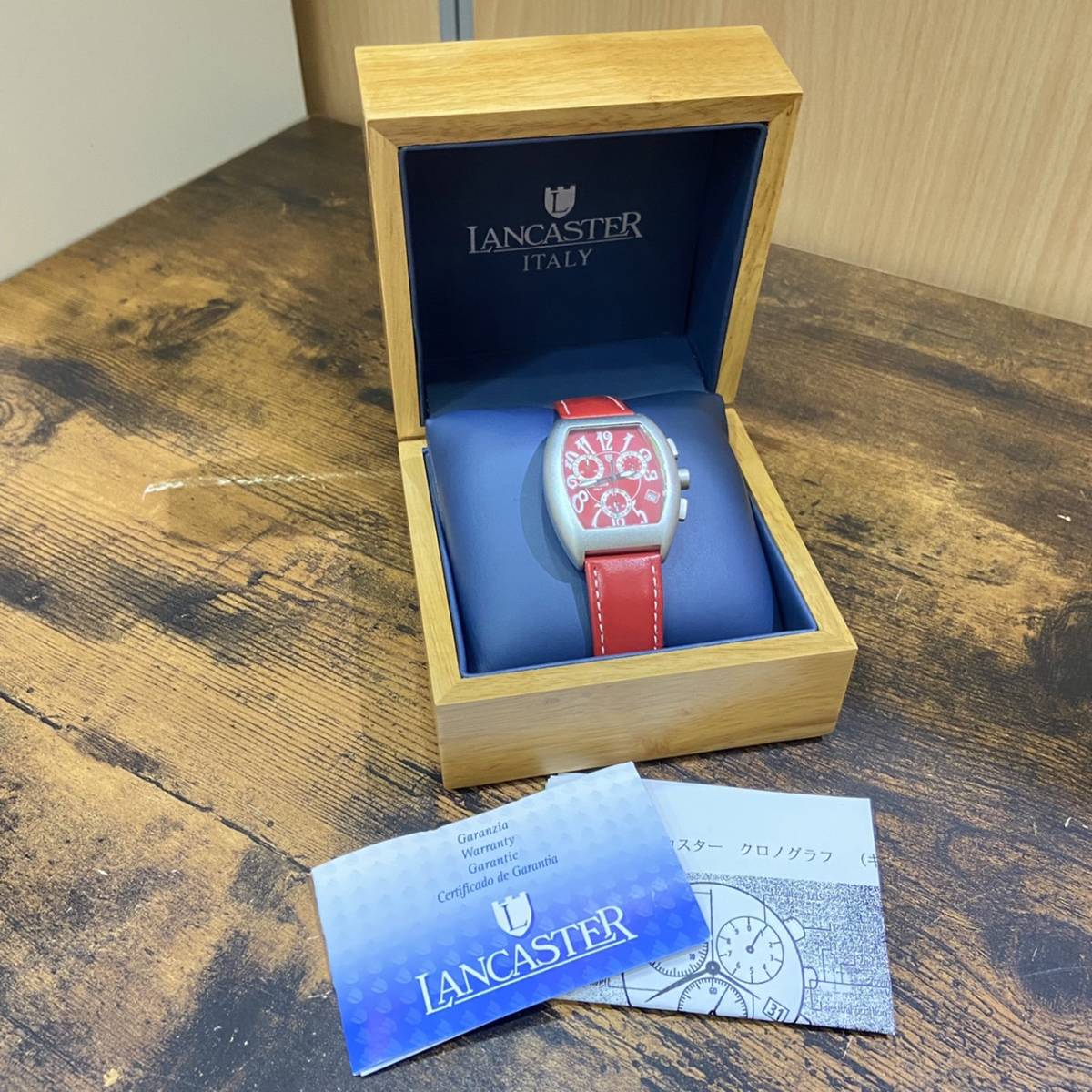 稼動品 LANCASTER ランカスター イタリア REF 0204 クオーツ 電池式 3針 腕時計 レッド 赤 文字盤 クロノグラフ 箱 説明書付き 475(その他)｜売買されたオークション ...