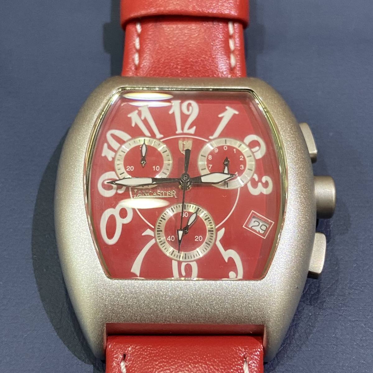 稼動品 LANCASTER ランカスター イタリア REF 0204 クオーツ 電池式 3針 腕時計 レッド 赤 文字盤 クロノグラフ 箱 説明書付き 475(その他)｜売買されたオークション ...