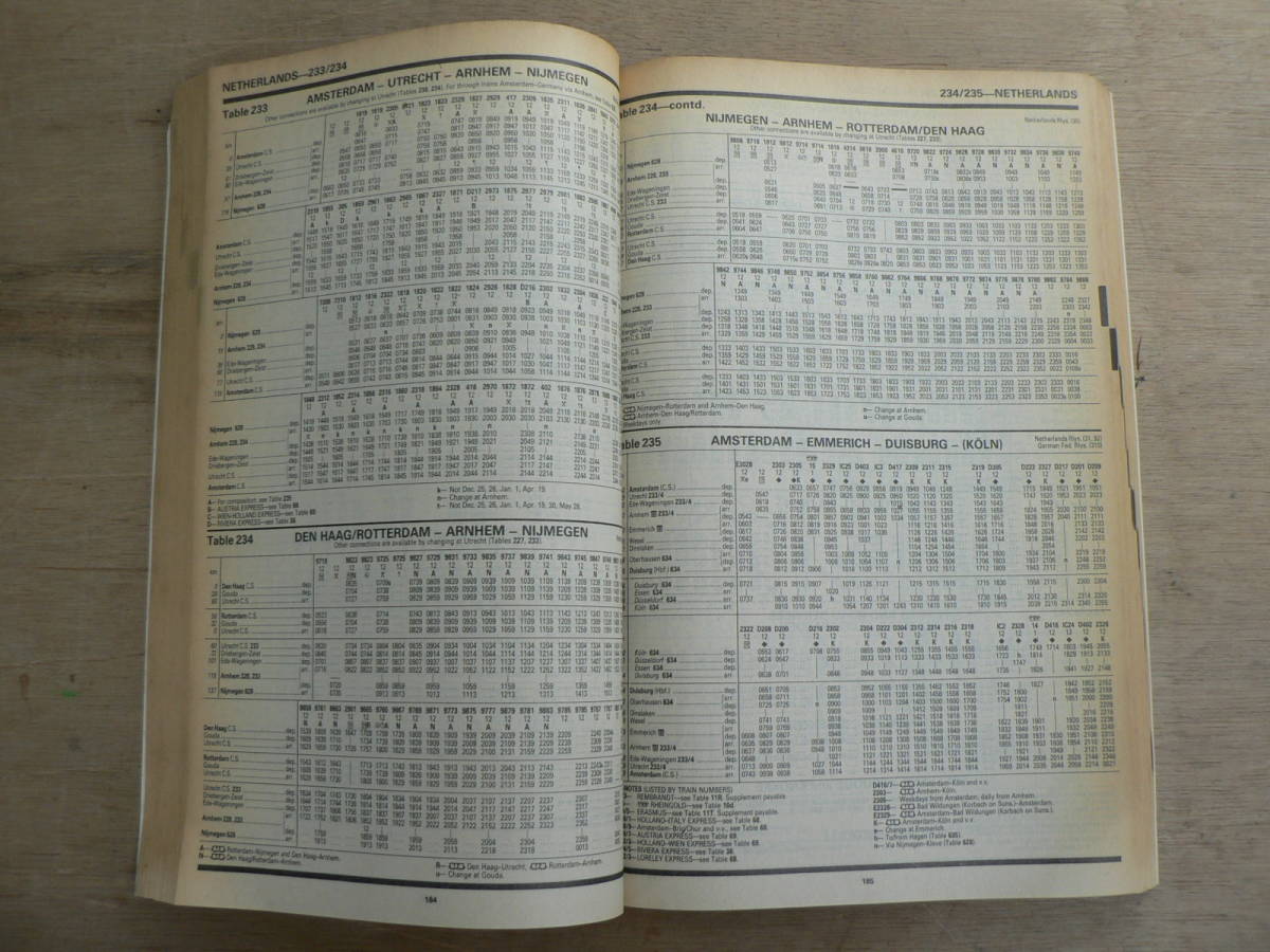 s ヨーロッパ時刻表 Thomas Cook Continental Timetable / January 1987 / トーマス クック ...