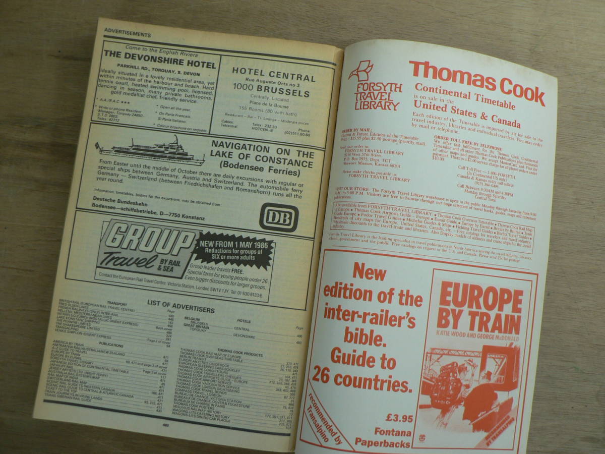 s ヨーロッパ時刻表 Thomas Cook Continental Timetable / January 1987 / トーマス クック ...