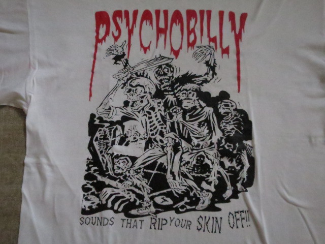ビンテージ 80S 90S サイコビリー PSYCHOBILLY スカル Tシャツ L 古着 ロックT VINTAGE SKULL エジプトコットン OLD ラロッカ オールド(Tシャツ ...