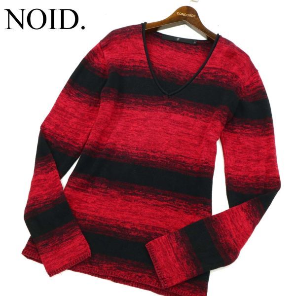NOID. ノーアイディー 通年 コットン Vネック パンク ボーダー ニット セーター カットソー Sz.2 メンズ 赤 黒 C2T08800_9#L(ノーアイディー)｜売買された ...