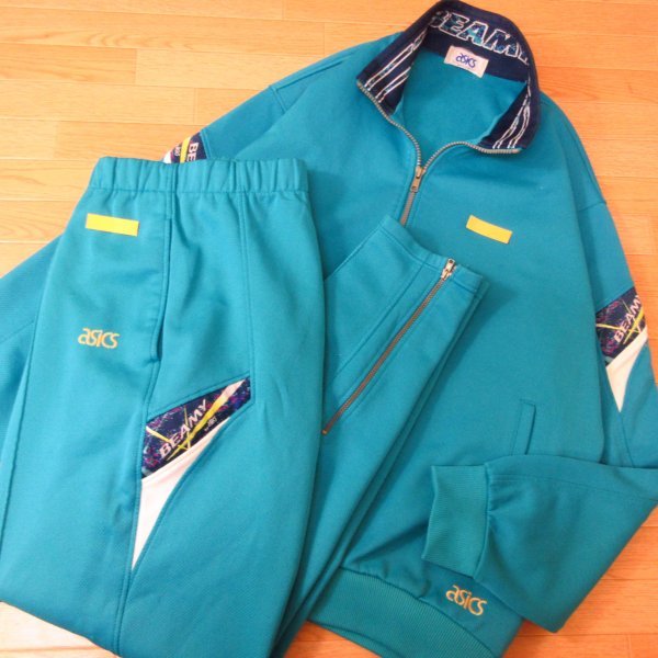asics BEAMY アシックス 2XL 上下セット 80's 昭和 レトロ 学校 セットアップ ジャージ ユニフォーム メンズ 緑系 B81049(アシックス)｜売買されたオークション情報 ...