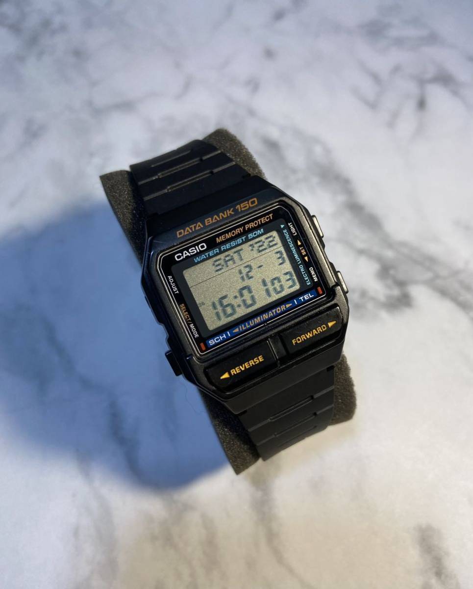 90年代 電池 CASIO DATABANK DB-150 オールブラック データバンク チープカシオ メンズ時計 レトロカシオ(データバンク ...