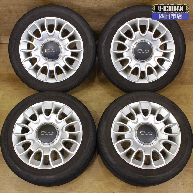 フィアット 500 限定モデル ハッピー 純正アルミホイール 15インチ×6.0 +35 4H 98 ブリヂストン ネクストリー 185/55R15 82V 006(ラジアルタイヤ)｜売買され ...