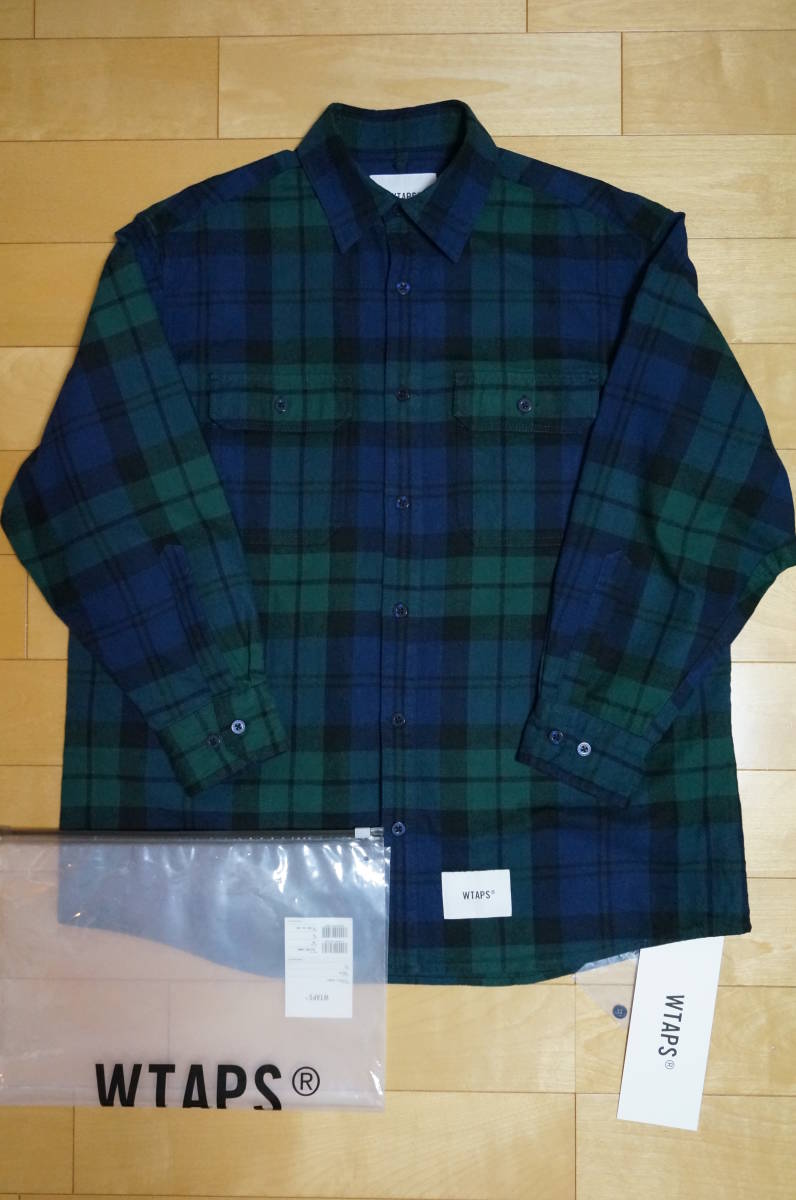 WTAPS ダブルタップス 222TQDT-SHM01 DECK LS COTTON FLANNEL TEXTILE CRST GREEN SIZE01 フランネル グリーン チェック シャツ ...