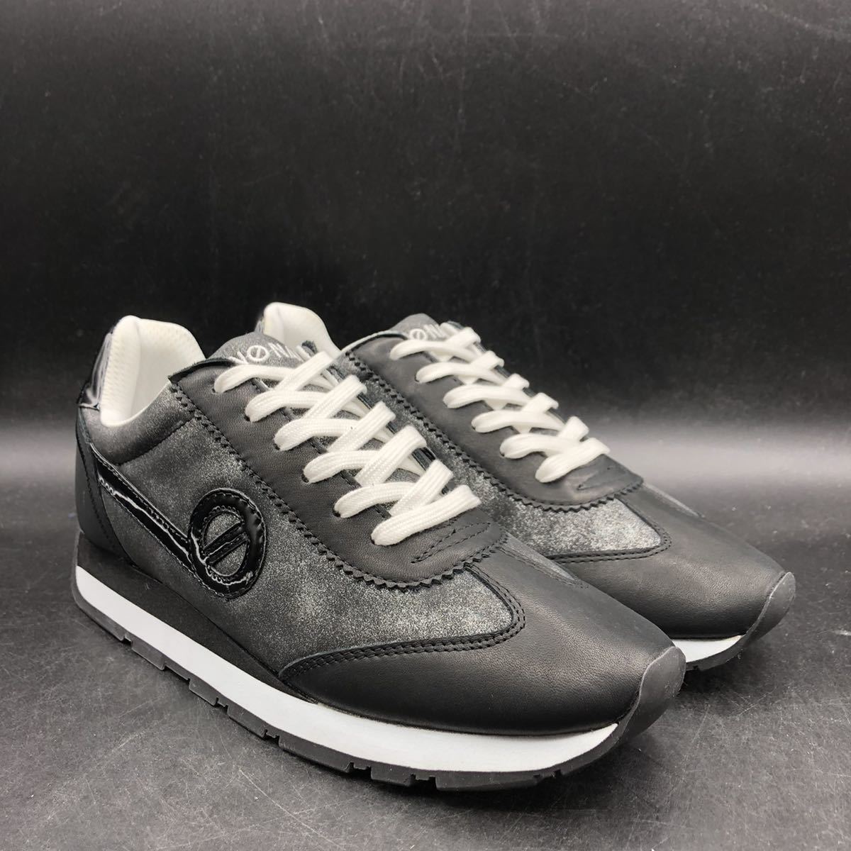 PP39 NO NAME ノーネーム スニーカー シューズ レディース 38/24.0cm 相当 ブラック メタリック グレー 婦人靴 軽量 ...