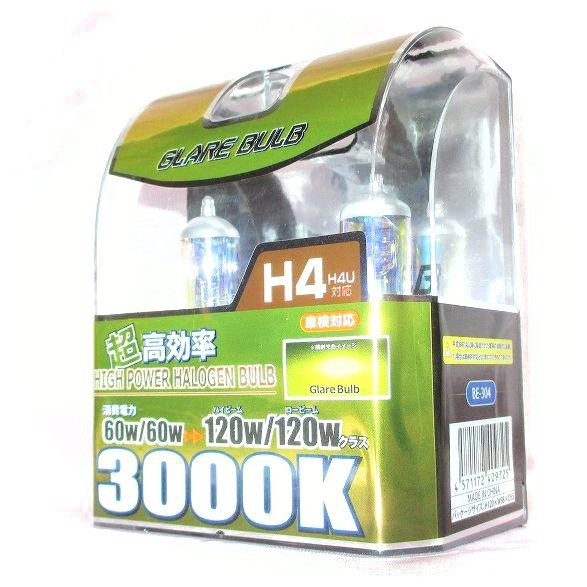 定形外発送 BRAITH ブレイス H4 H4U ハイパワーハロゲン イエローバルブ 3000K BE-304(ハロゲン)｜売買された ...