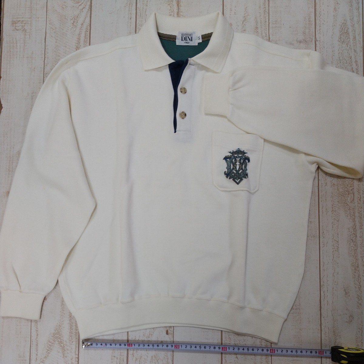 366同梱NG MASSIMO DINI/ITALY マッシモディーニ 長袖ニット ポロシャツ メンズLL 綿100％ 白クリーム メンズ ...