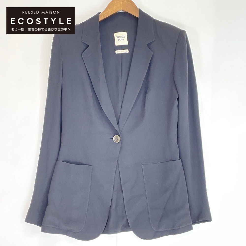 HERMES エルメス ゴルチェ期 黒 1B ロング丈ジャケット ブラック 36 ジャケット シルク レディース(ジャケット、ブレザー)｜売買されたオークション情報、yahooの商品情報を ...