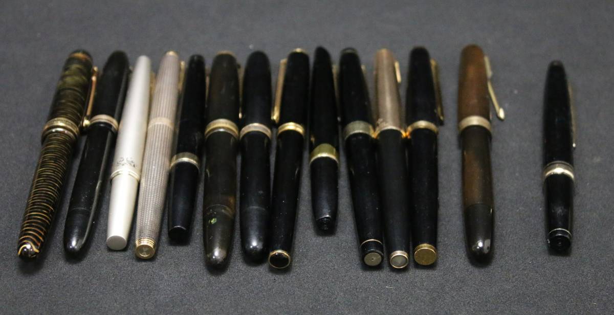 AZ-544 ブランド 万年筆 14本 まとめ 現状 ペン先 12KGF 21K 18K 14K PARKER PILOT PLATINUM ...