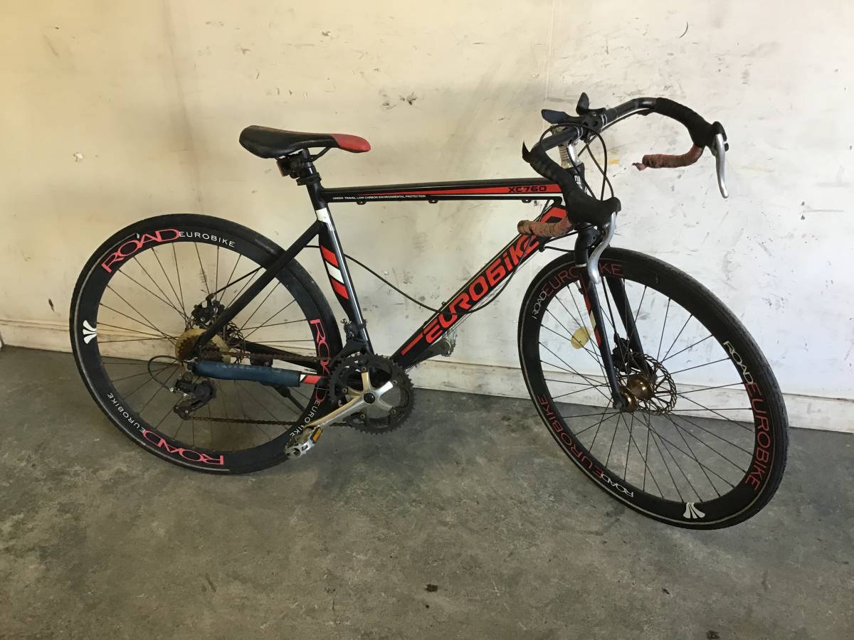 岐阜発 ロードバイク/EUROBIKE XC760/2×8段変速/ハンドル劣化有り/サビ傷汚れ有り/走行確認済/自転車/現状品 R5.5/15 ...