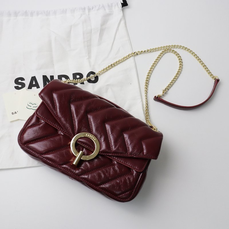 サンドロ SANDRO PARIS Yza quilted shoulder bag ショルダーバッグ /バーガンディ カバン 2WAY クロスボディ 2400013499200(牛革)｜売買 ...