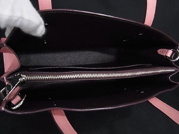 1円 COACH コーチ 51665 チャーリー キャリーオール 28 シグネチャー レザー 2WAY トートバッグ ショルダー ピンク系 ...