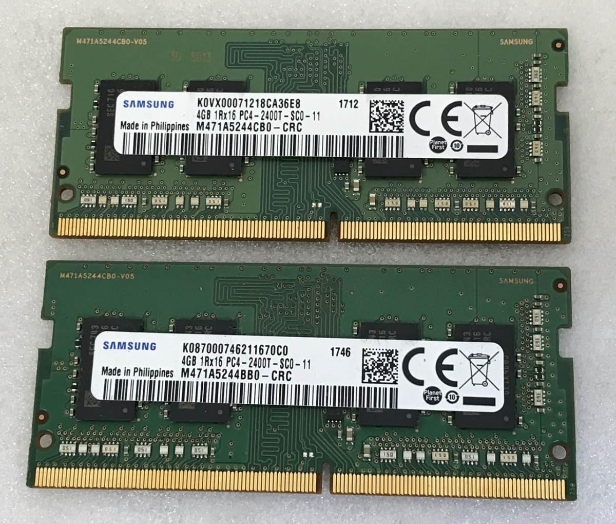 PC4-2400T 8GB SAMSUNG 1Rx16 PC4-2400T-SC0-11 4GB 2枚 8GB DDR4 ノート用メモリ ...