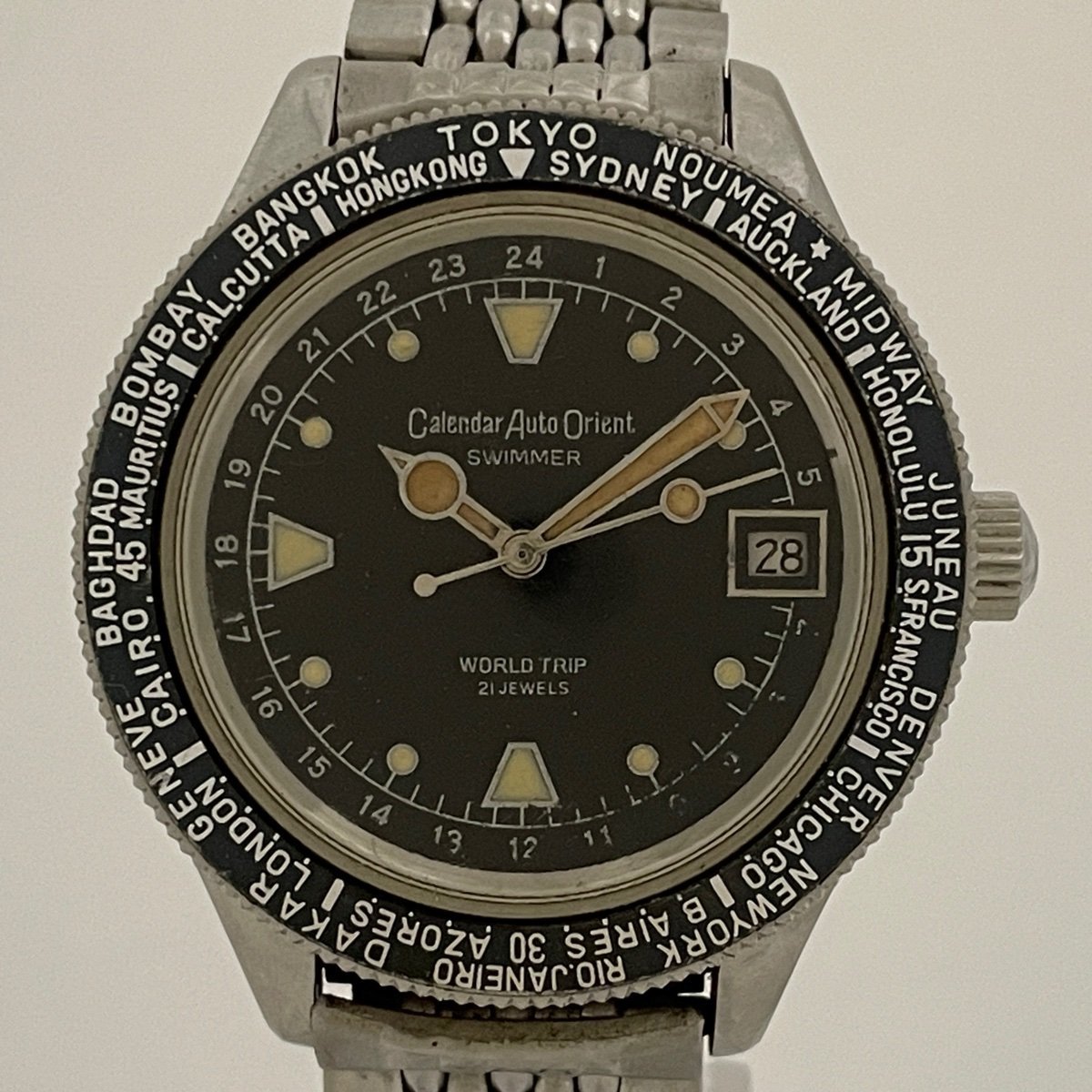 ジャンク品 オリエント ORIENT Calendar Auto Orient SWIMMER WORLD TRIP カレンダー オート ...