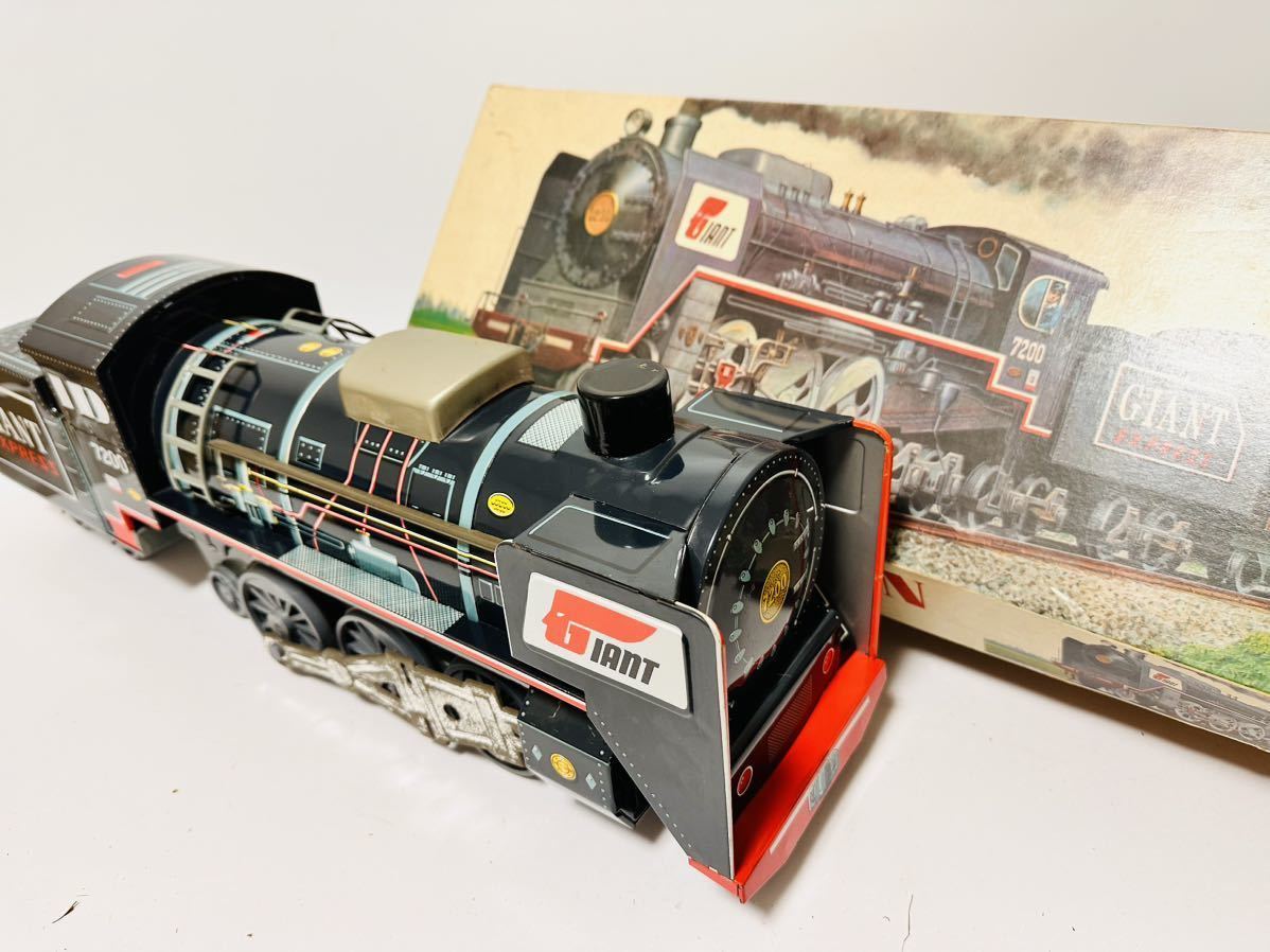 箱付 GIANT TRAIN WITH WHISTLE蒸気機関車 CIANT EXPRESS 7200 昭和レトロ ブリキ おもちゃ ...