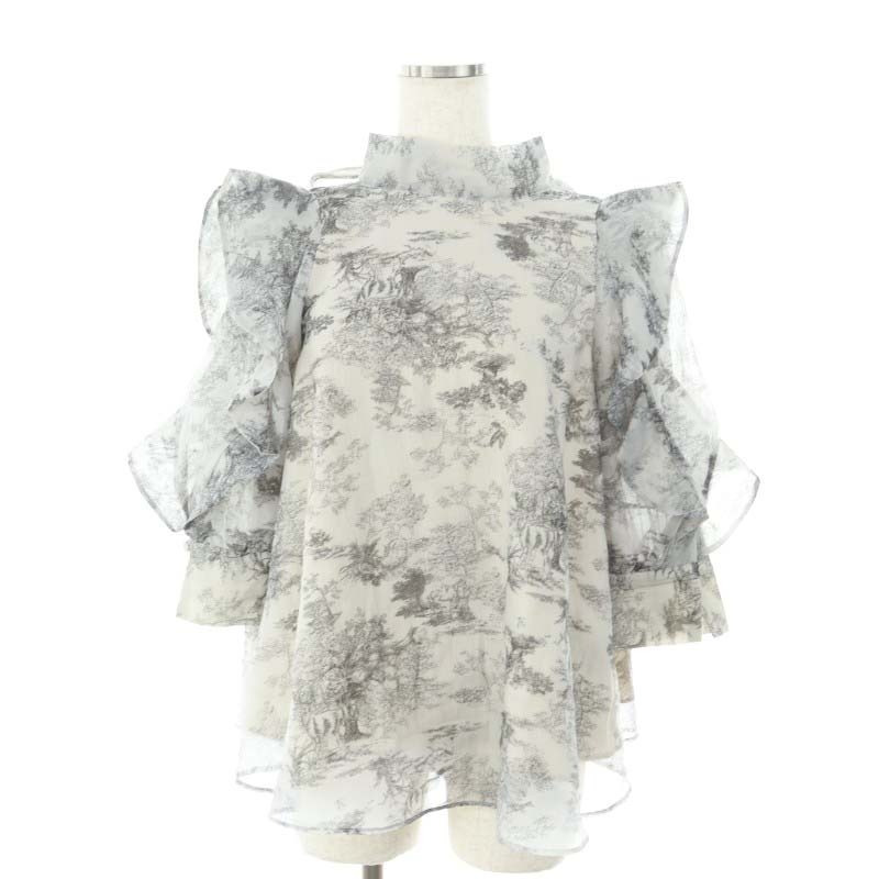 スナイデル snidel 22SS オーガンシースルーハーフスリーブブラウス 七分袖 プルオーバー 総柄 F オフホワイト 黒 ブラック /DO OS レデ(その他)｜売買されたオークション ...