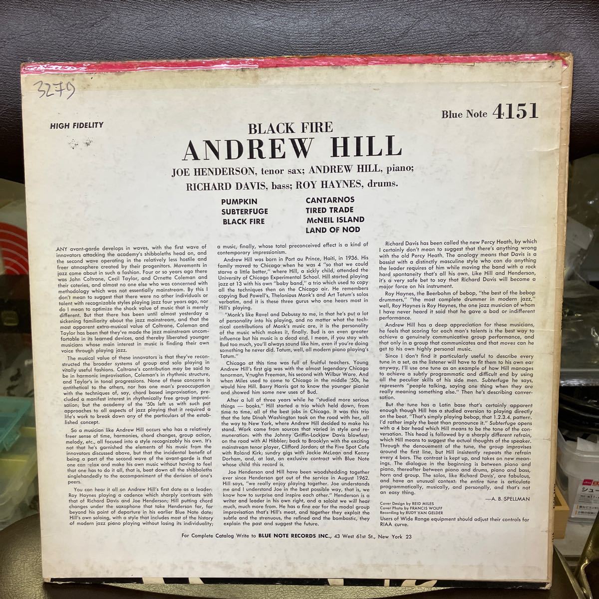 LP オリジ アンドリュー ヒル / Andrew Hill /ブラック ファイアー / Black Fire / BLUE NOTE BLP 4151 VAN GELDER 耳 MONO ...