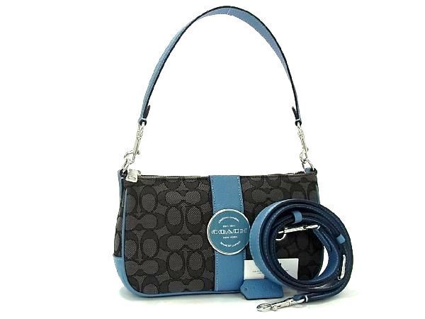 1円 COACH コーチ C8306 ロニー バゲット キャンバス×レザー 2WAY ハンドバッグ ショルダーバッグ グレー系 AR9793 ...