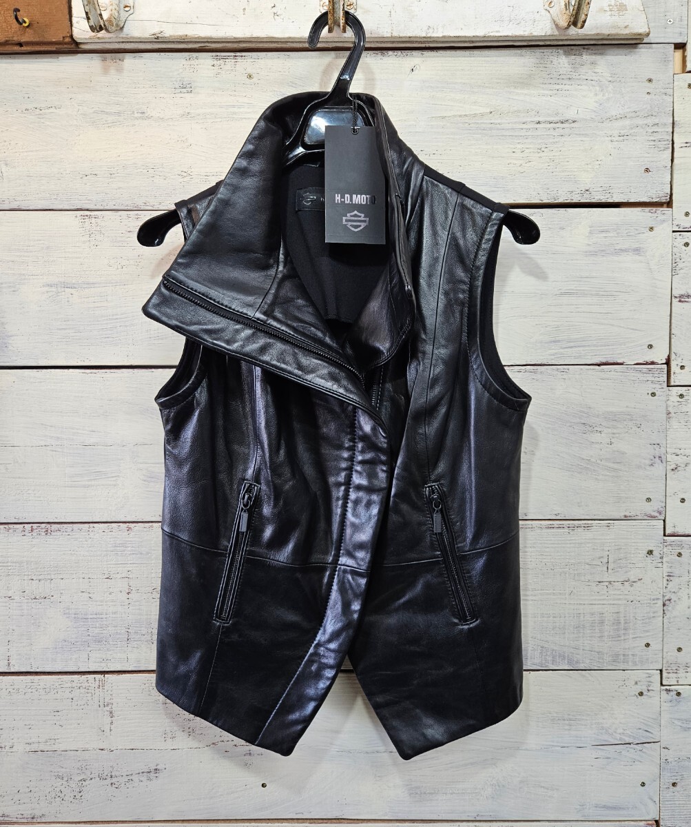 HARLEY-DAVIDSON ハーレーダビッドソン レザーベスト VEST-LEATHER&COMPRESSION レディースS ブラック ...