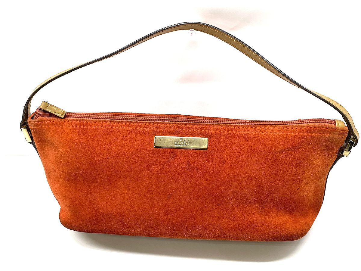 E802 本物保証 グッチ GUCCI ミニバッグ ハンドバッグ 039-1103 2123 アクセサリーポーチ スウェード×レザー オレンジ系(その他)｜売買されたオークション情報 ...