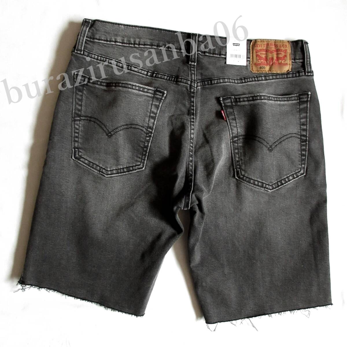 W30 大きめ リーバイス Levi's 405 ブラック デニムショーツ カットオフ ブラックユーズド加工 ストレッチ ハーフパンツ ...